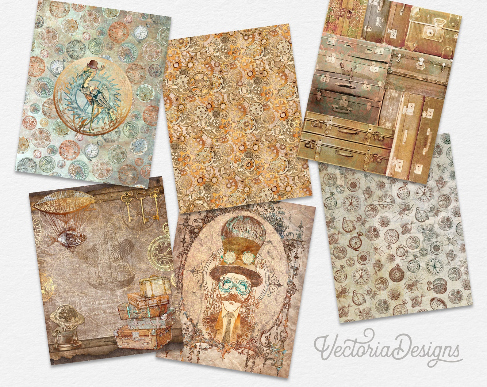 Steampunk World Paper Pack Steampunk Printable Paper - Etsy