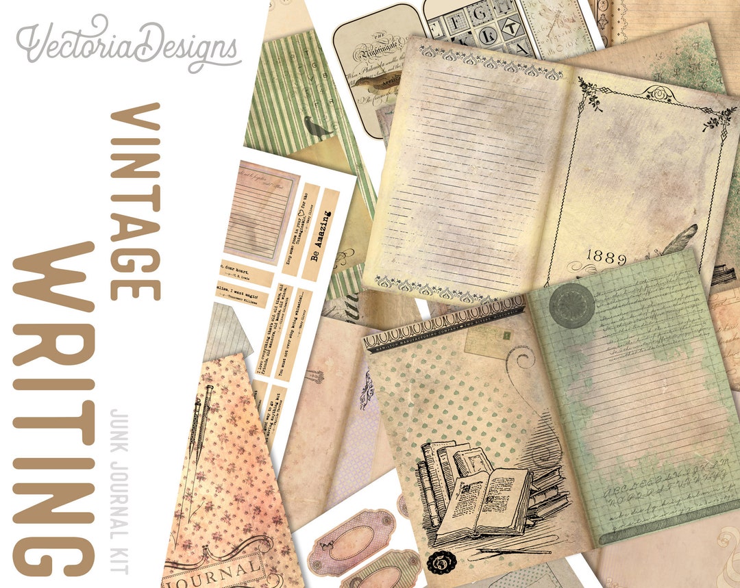 Vintage Writing Junk Journal Kit, Digital Scapbooking, Junk Journal Kit ...