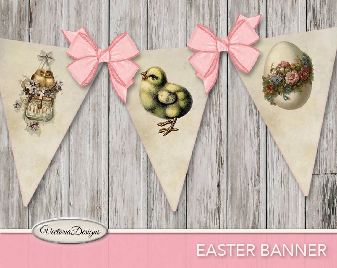 Printable Easter Banner Bunting Easter Decoration Easter | Etsy