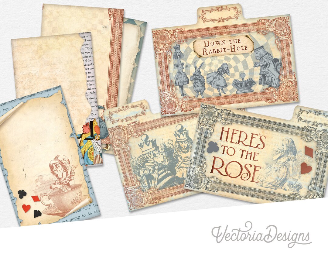 Alice in Wonderland File Folders Kit, Printable File Folders, Tab ...