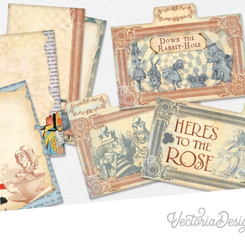 Alice in Wonderland File Folders Kit Printable File Folders - Etsy