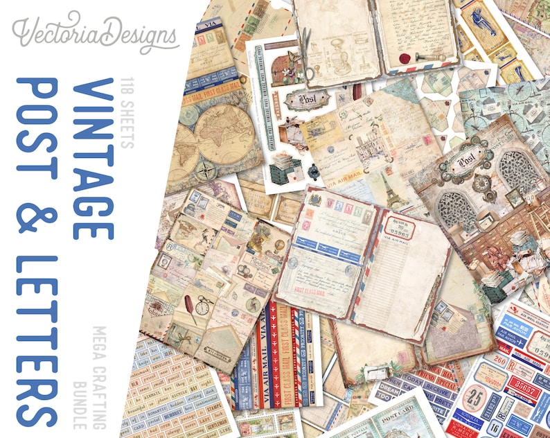 Vintage Post & Letters MEGA Crafting Bundle Postage - Etsy