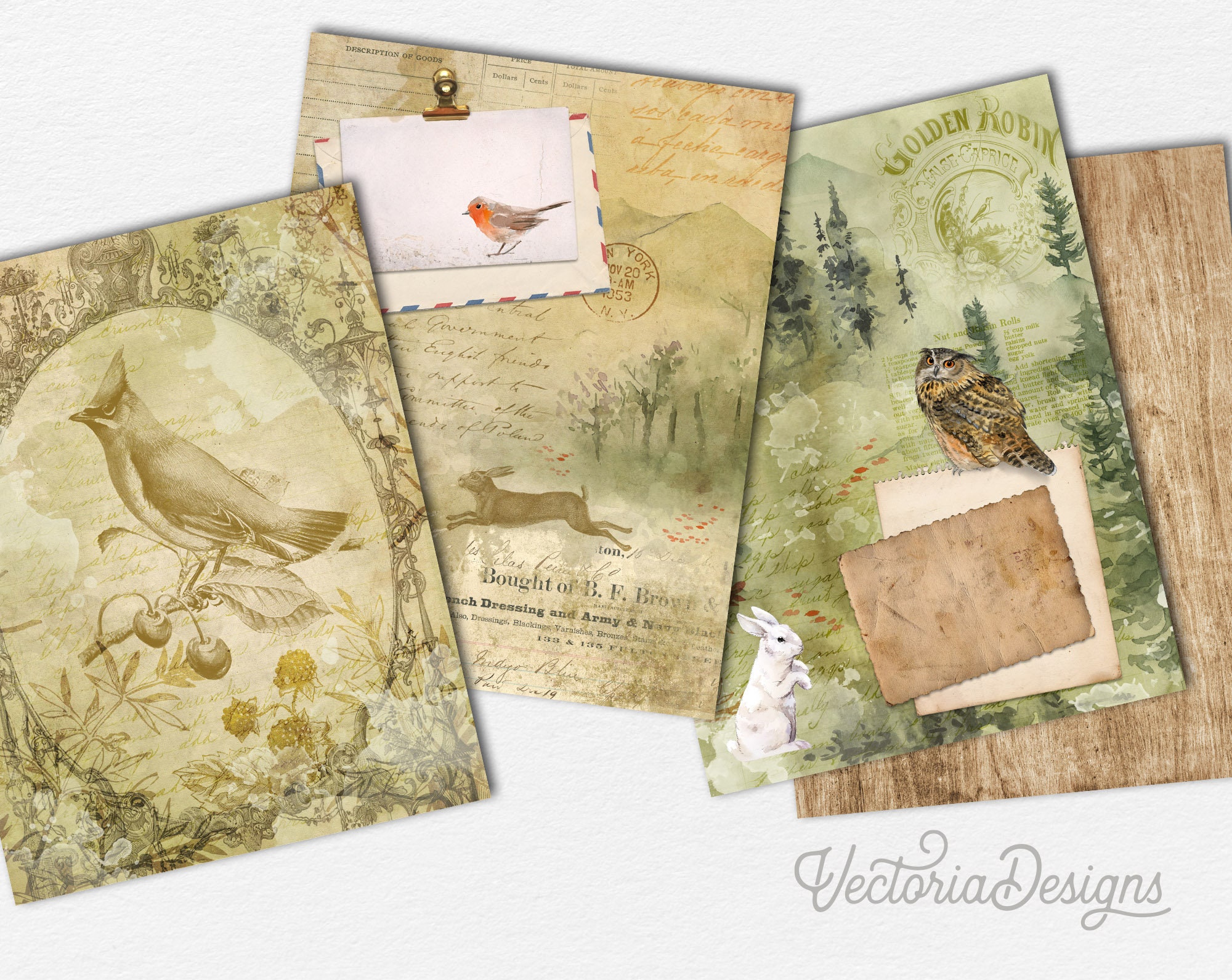 Scrapbooking Journals Papercraft Woodland Animals Journal Ephemera Junk ...