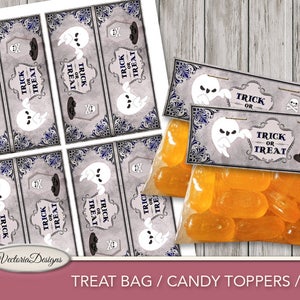 Trick or Treat Printable Ghost Bags for Halloween Celebrations. Candy ...
