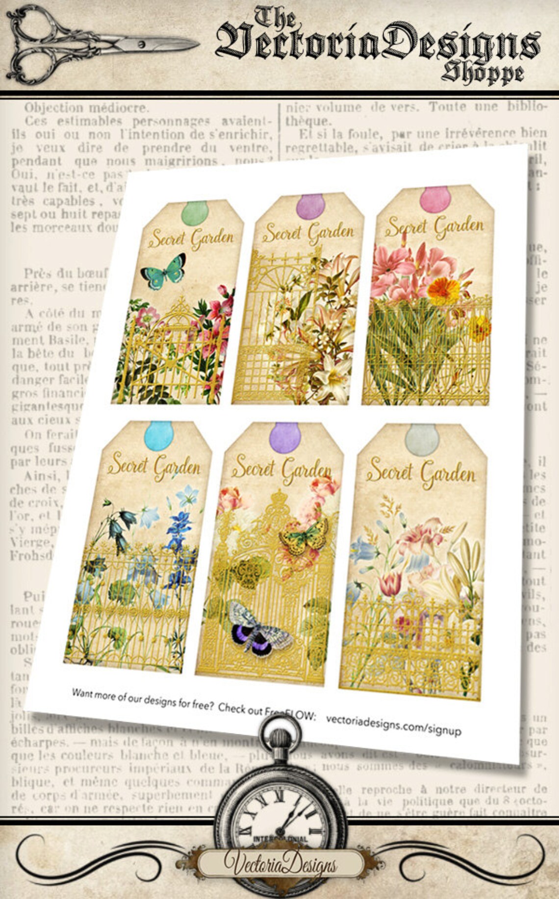 Secret Garden Tags Garden Decor Scrapbook Tags Ephemera - Etsy