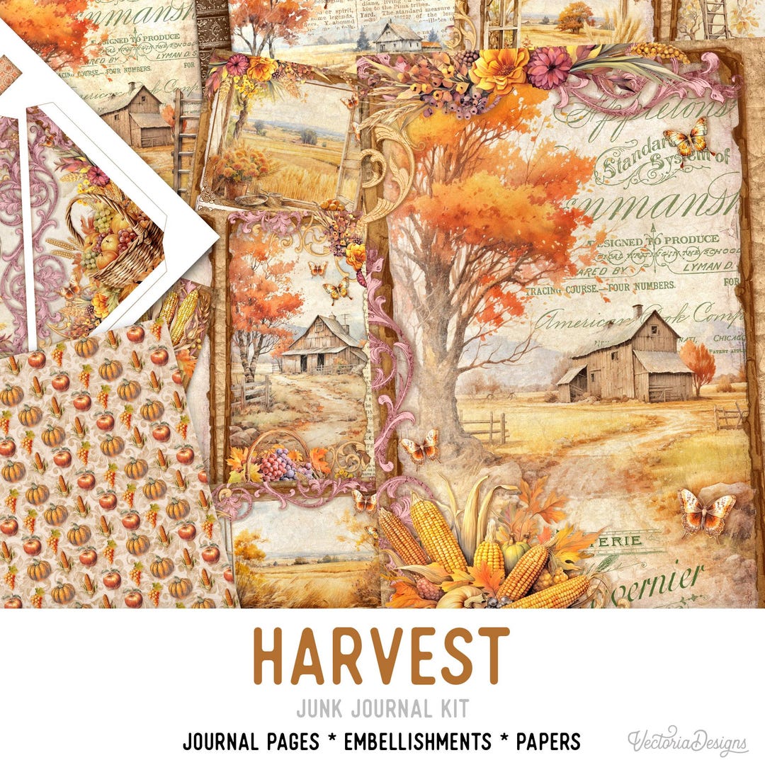 Harvest Junk Journal Kit, Harvest Printable Junk Journal Kit Harvest ...