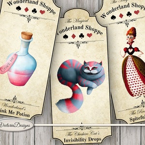 Alice in Wonderland Shoppe Labels Printable Alice in Wonderland Paper ...