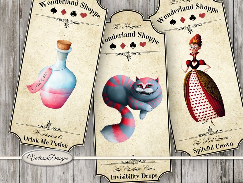 Alice in Wonderland Shoppe Labels Printable Alice in - Etsy