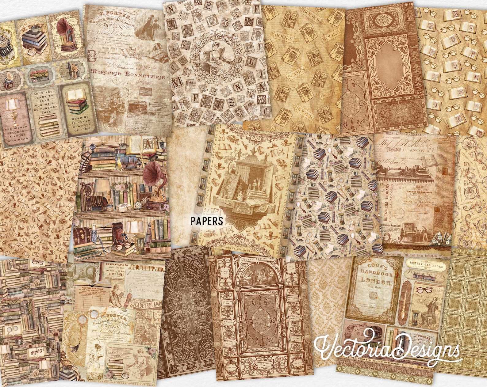 Lovely Old Books Crafting Printables Kit Vintage Junk - Etsy UK