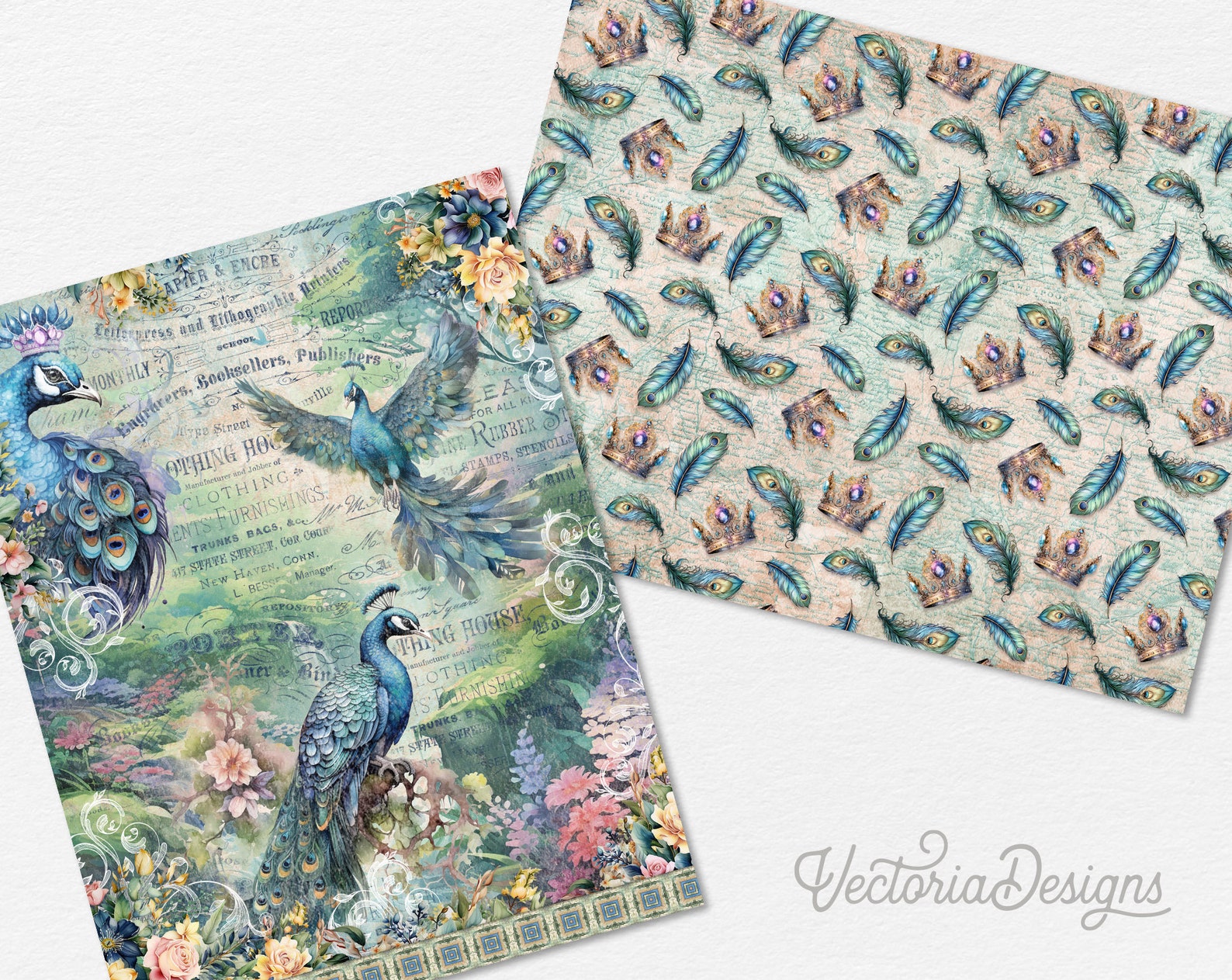 Royal Peacocks Junk Journal Kit, Peacocks Printable Junk Journal Kit ...