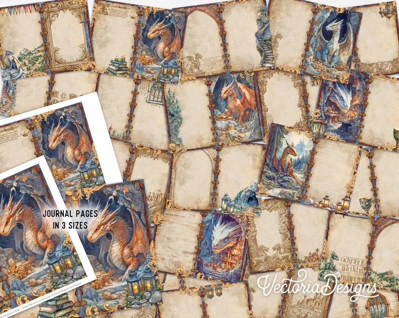 Dragon Chronicles Junk Journal Kit DELUXE, Dragon Crafting Printables ...