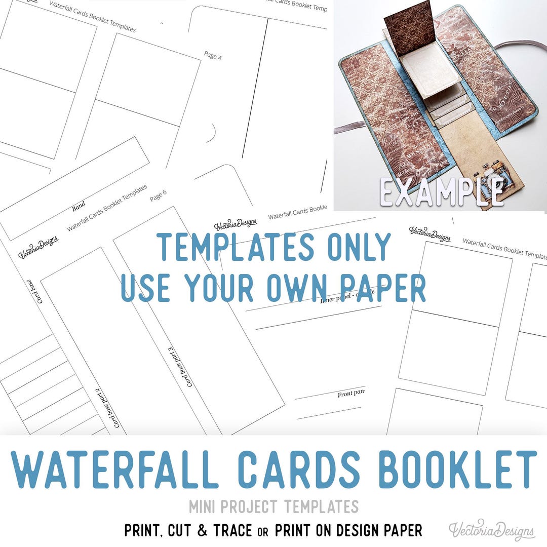 Waterfall Cards Booklet Template Journal Envelope Craft Quick Project ...