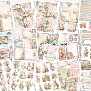 Spring Bunnies Junk Journal Kit, Bunny Crafting Printables Kit Bunny ...
