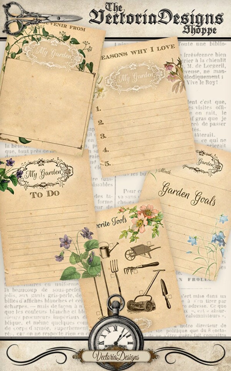 Garden Journal Cards Printable Journal Cards Scrapbook - Etsy