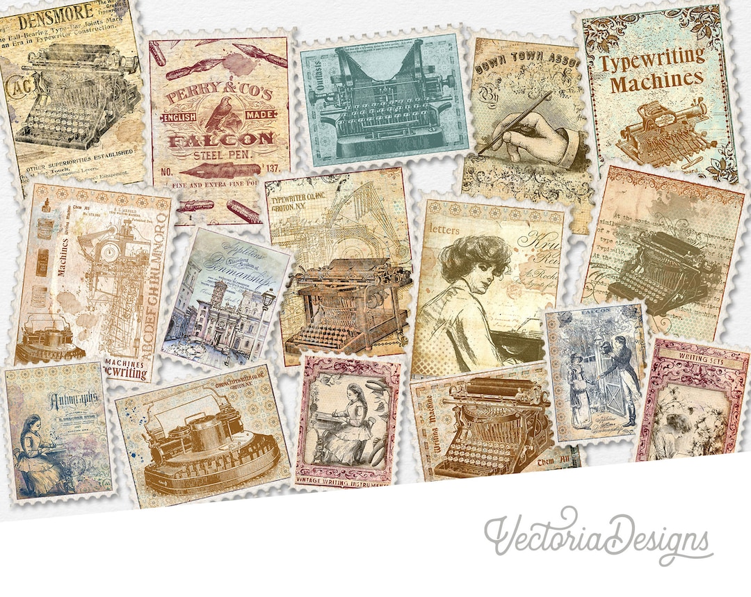 Writing Postage Stamps, Printable Stamps, Typewriter Stamps, Junk ...