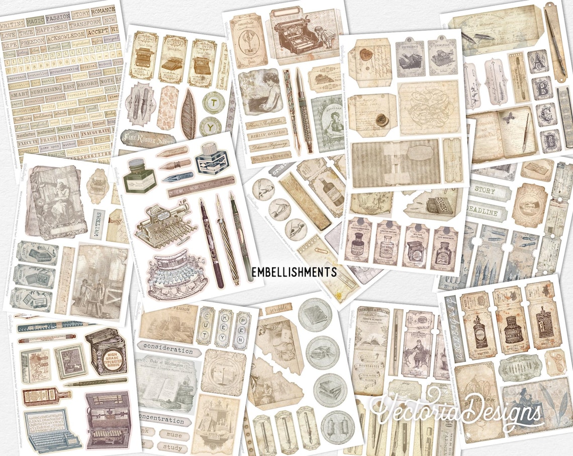 I'm a Writer Crafting Printables Kit, Writer Journal, Embellishments ...