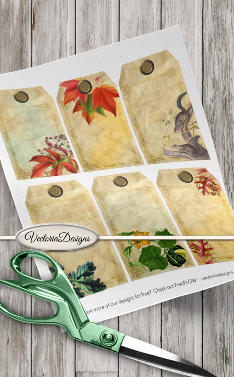 Fall tags printable paper craft shabby art hobby crafting | Etsy