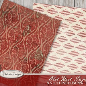 Old Red Paper Pack Printable Paper Junk Journal 8.5 X 11 Inch Paper ...