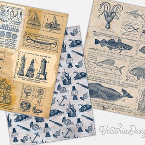 Nautical Paper Pack, Printable Paper Pack, Digital Sea Paper, Instant ...