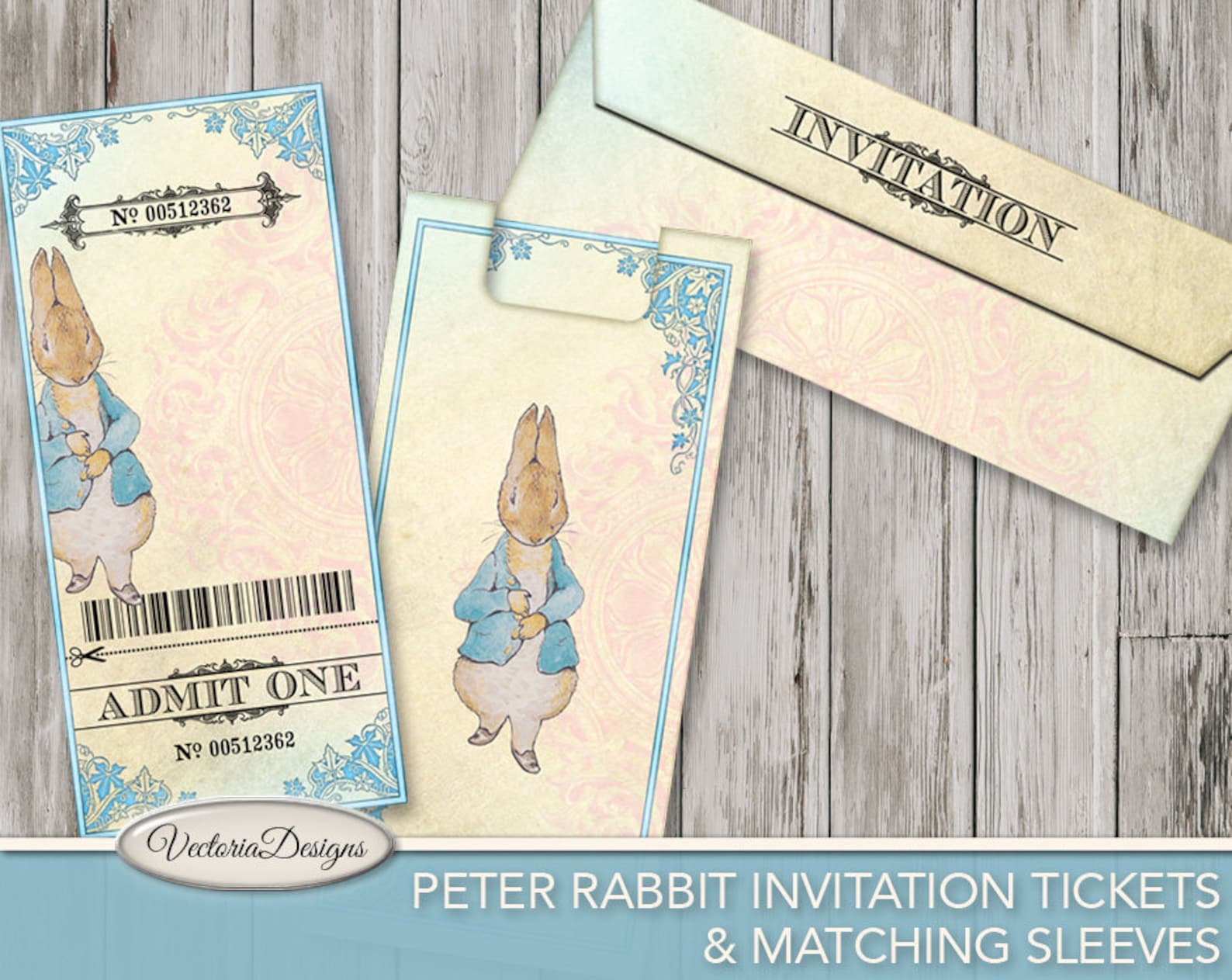Peter Rabbit Invitation Tickets Sleeve Printable Party Tickets | Etsy