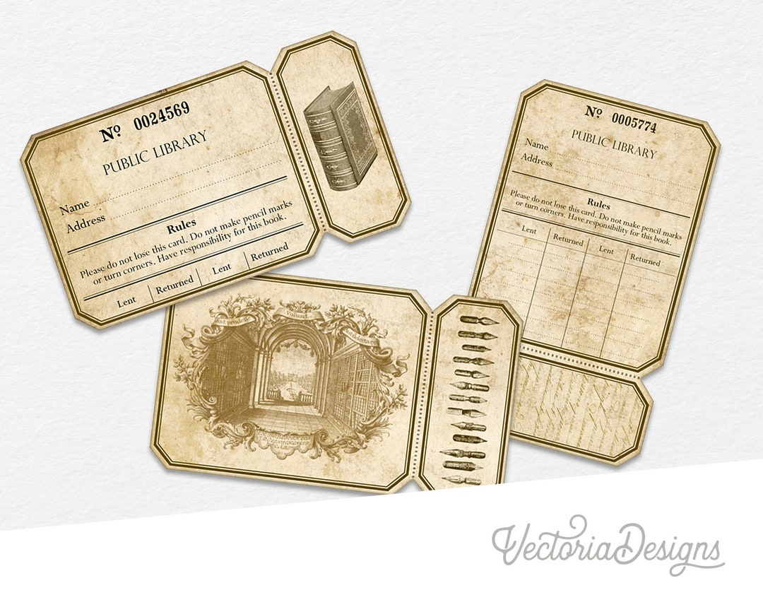 Library Tickets Digital, Junk Journal Printable, Ephemera Tickets ...