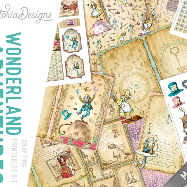 Alice in Wonderland Junk Journal Kit - Etsy