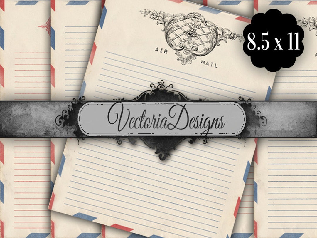 Air Mail Paper Pack, Digital Paper Pack, Printable Paper Pack, Vintage ...