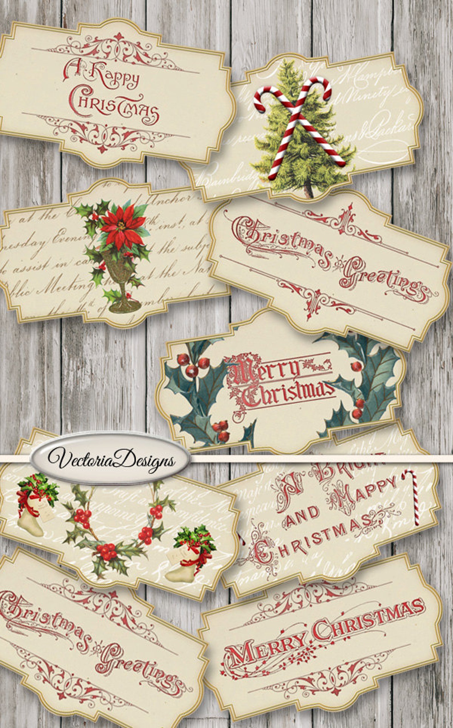 Christmas Labels Printable, Vintage Christmas Labels, Christmas ...