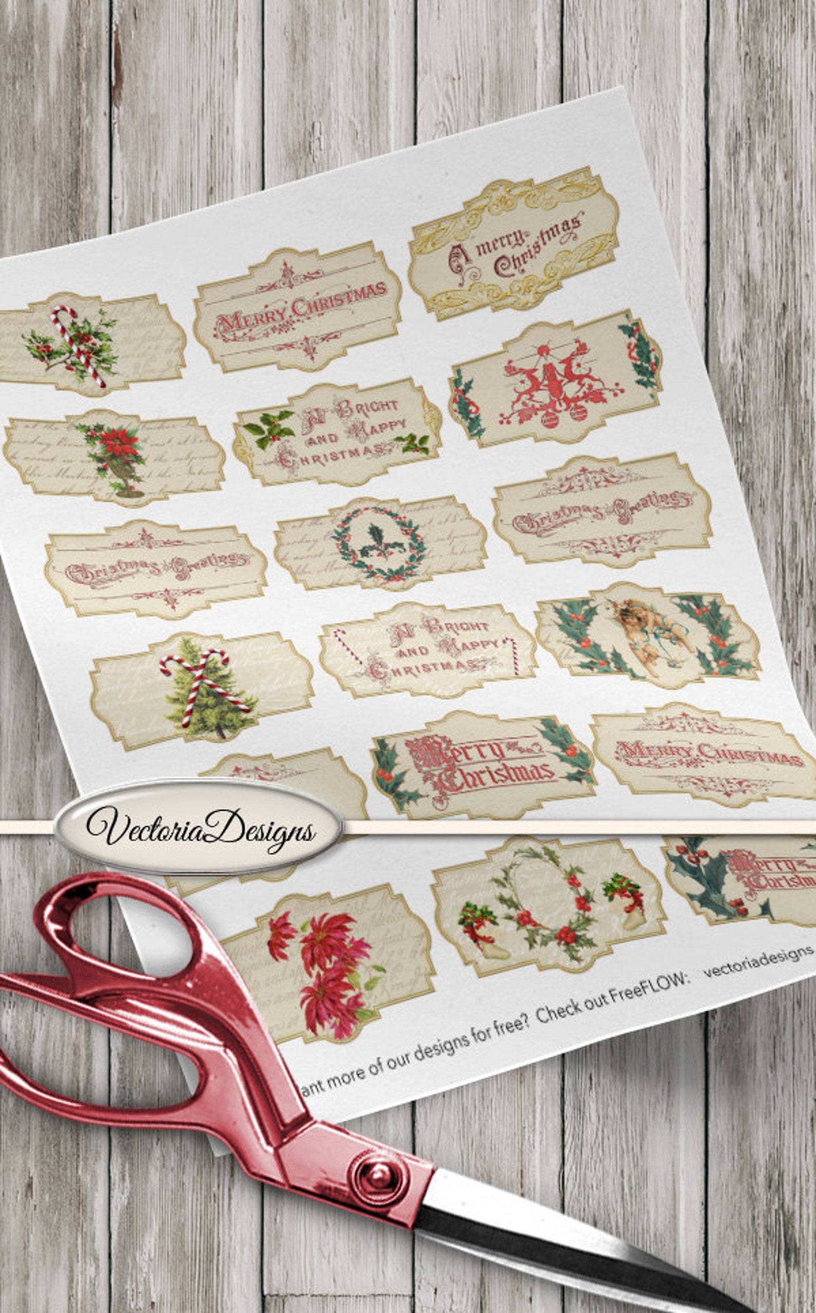 Christmas Labels Printable Vintage Christmas Labels - Etsy