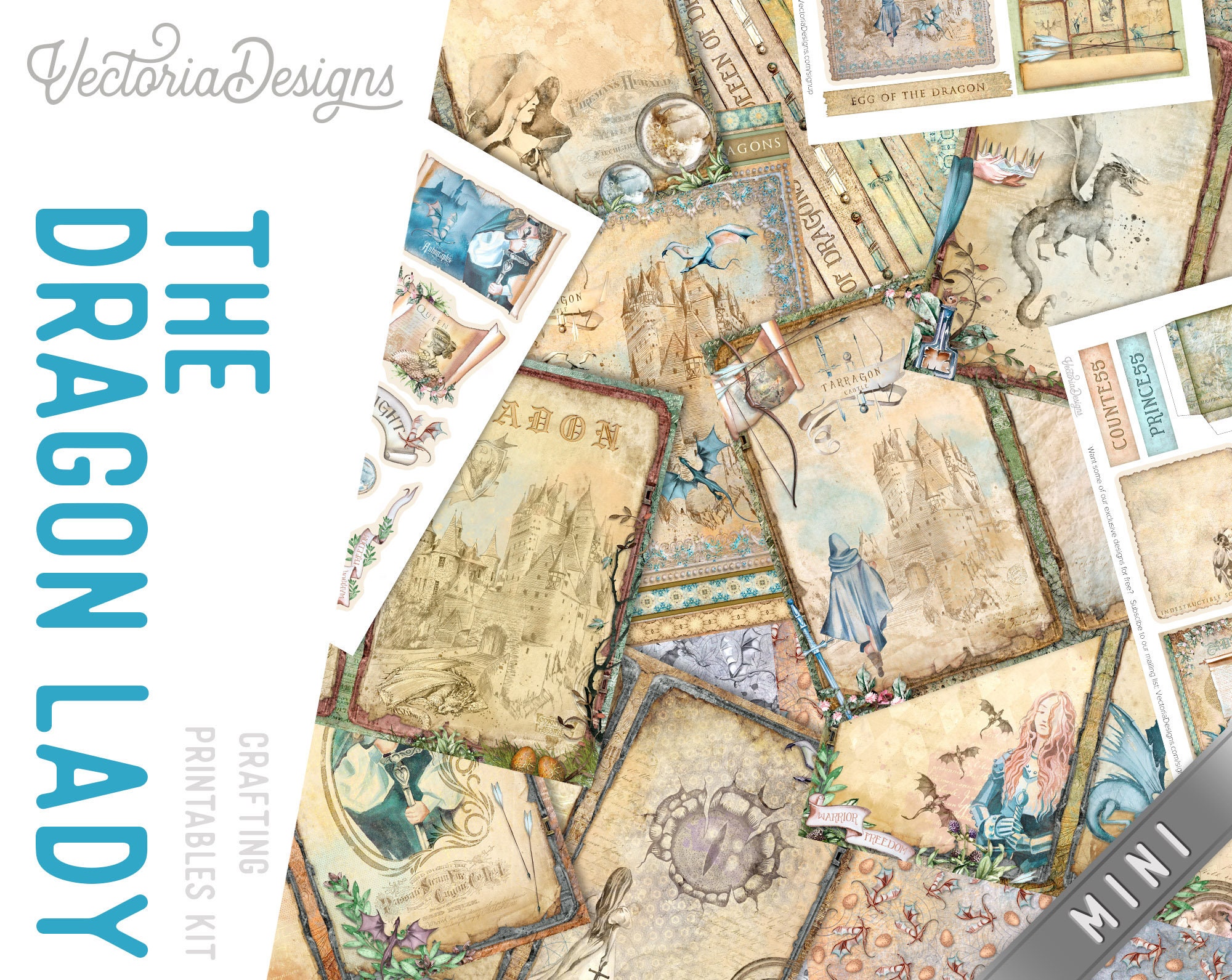 Dragon Junk Journal Kit Dragon Lady MINI Crafting Printables Kit Dragon ...