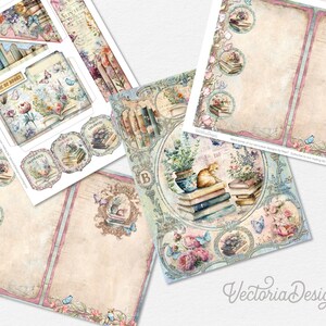 Books & Flowers Junk Journal Kit ADD-ON, Printable Craft Kit With ...