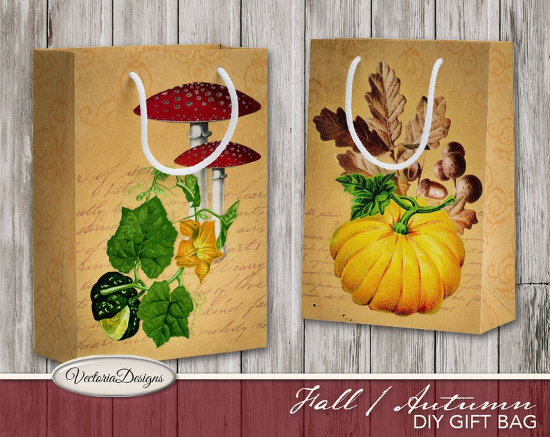 Fall Gift Bag Favor Bag Printable Favor Autumn Paper Crafting | Etsy