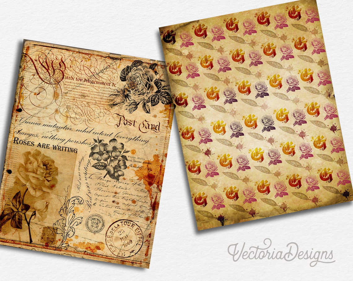 Vintage Writing Paper Pack, Junk Journal Kit, Printable Paper Pack ...