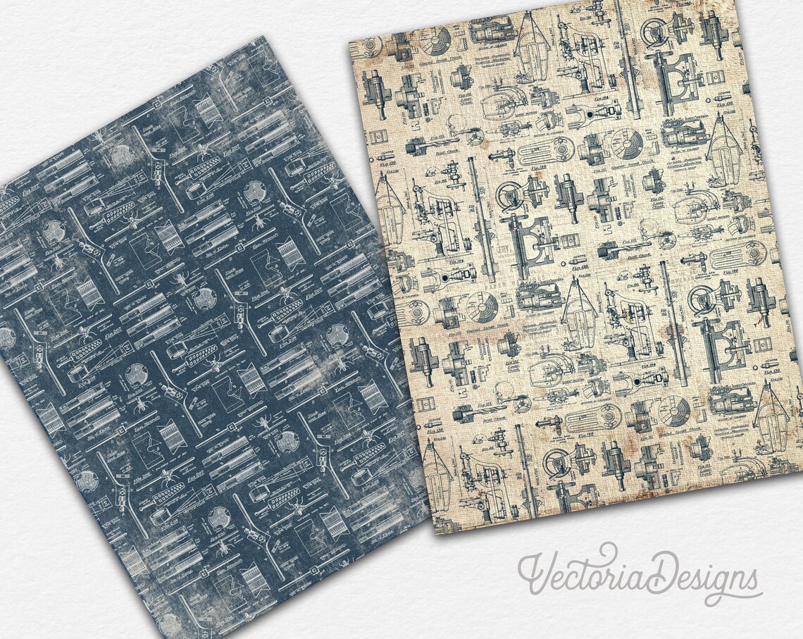 So Much Mechanics Digital Paper Pack, Junk Journal Kit, Ephemera Paper ...