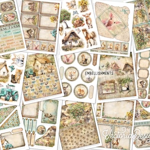 Farm Baby Animals Junk Journal Kit DELUXE, Baby Animals Crafting ...