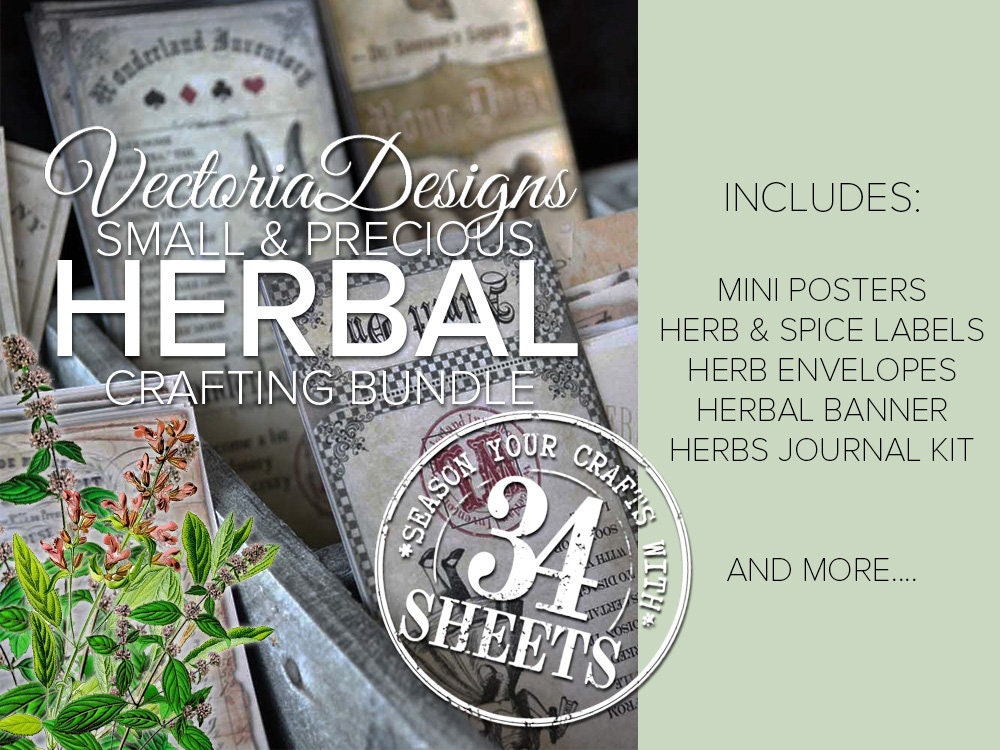 Herbal Bundle, Herbal Pack, Herbal Printables, Mini Posters, Herb ...