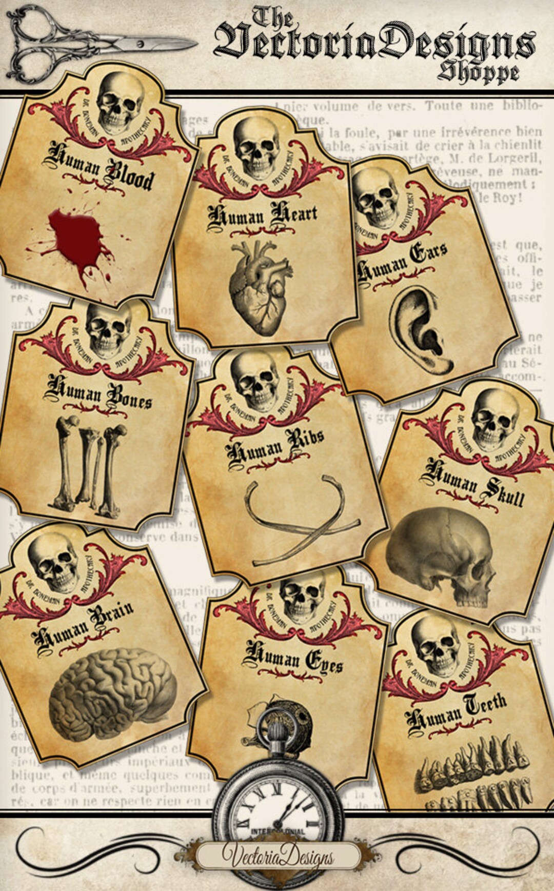 Halloween Bottle Labels Mad Scientist Digital Labels - Etsy