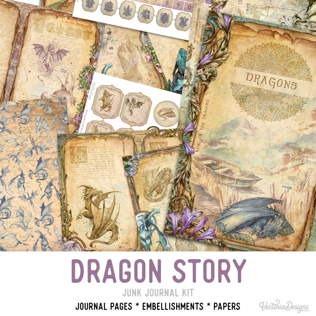 Dragon Junk Journal Kit Dragon Embellishments Dragon Paper Printable ...