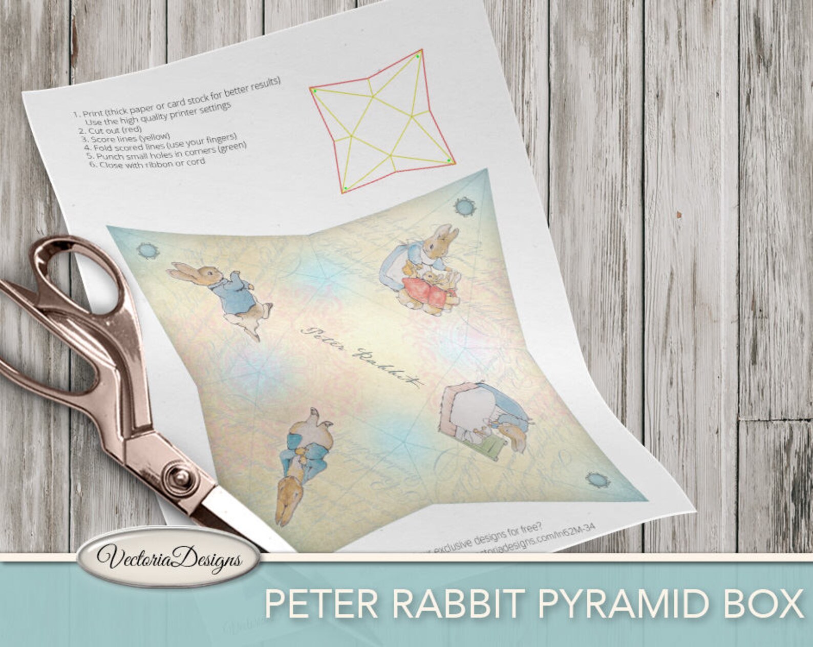 Peter Rabbit Pyramid Box Printable Beatrix Potter Diy Paper | Etsy