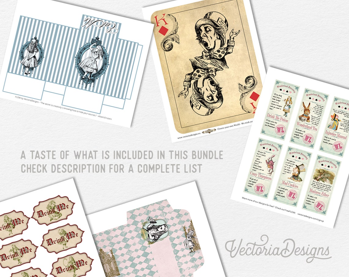 Alice in Wonderland Mega Crafting Bundle Printable Crafting | Etsy