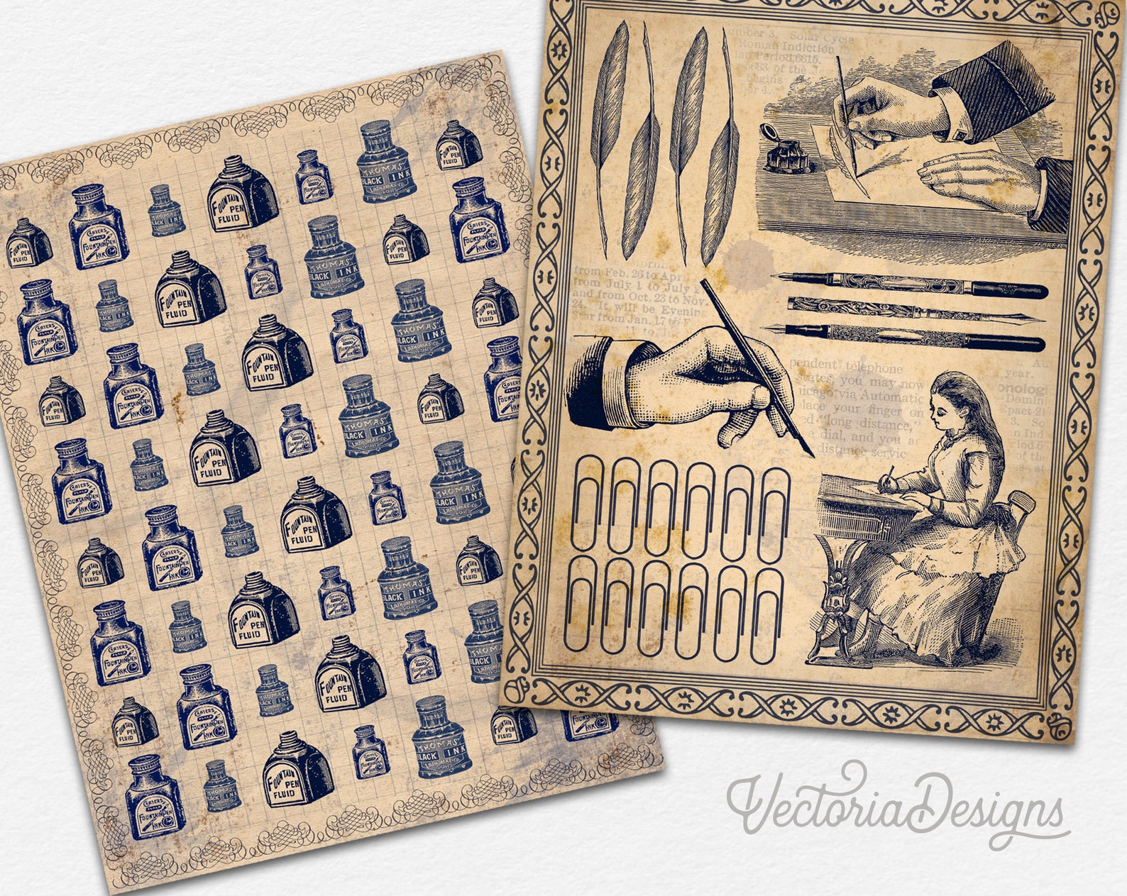 Vintage Office Paper Pack, Printable Paper Pack, Office Stationery ...