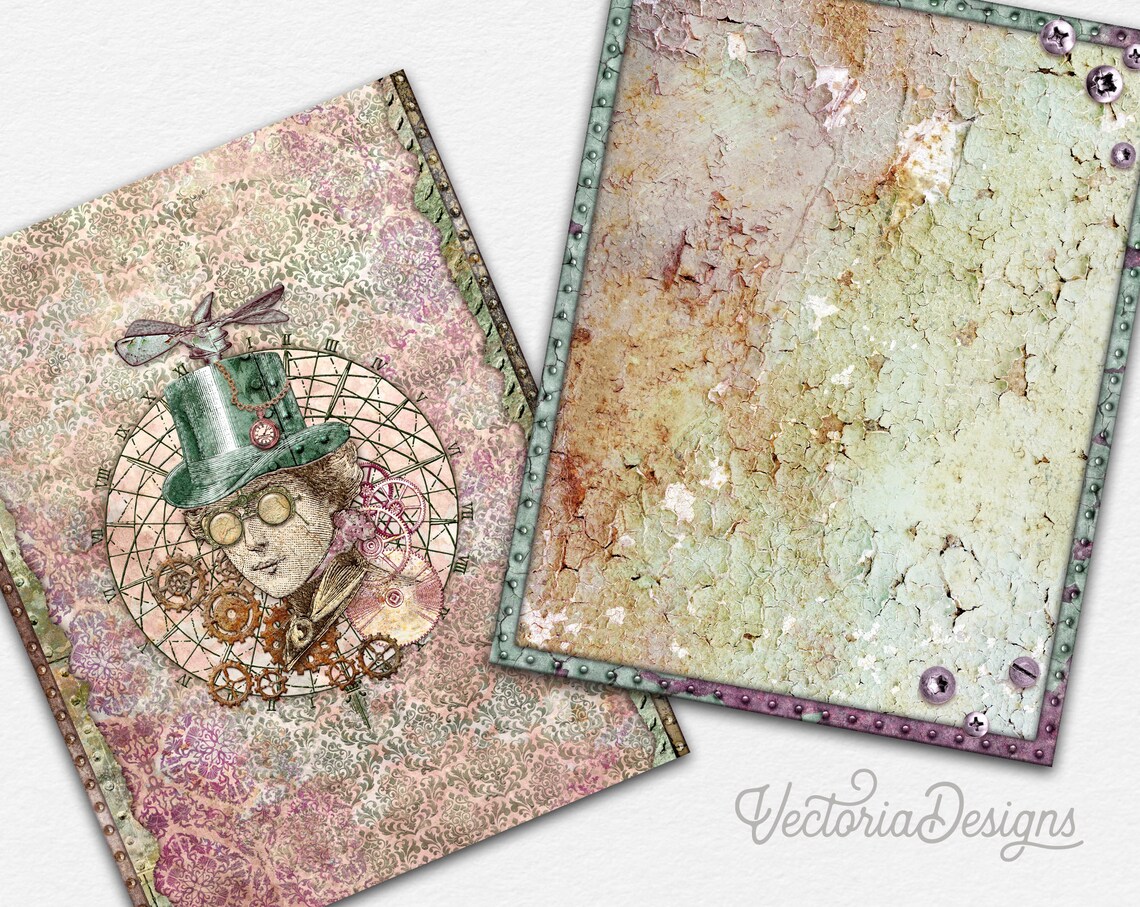 Sir Steampunk Paper Pack Steampunk Paper Pack Digital Paper - Etsy