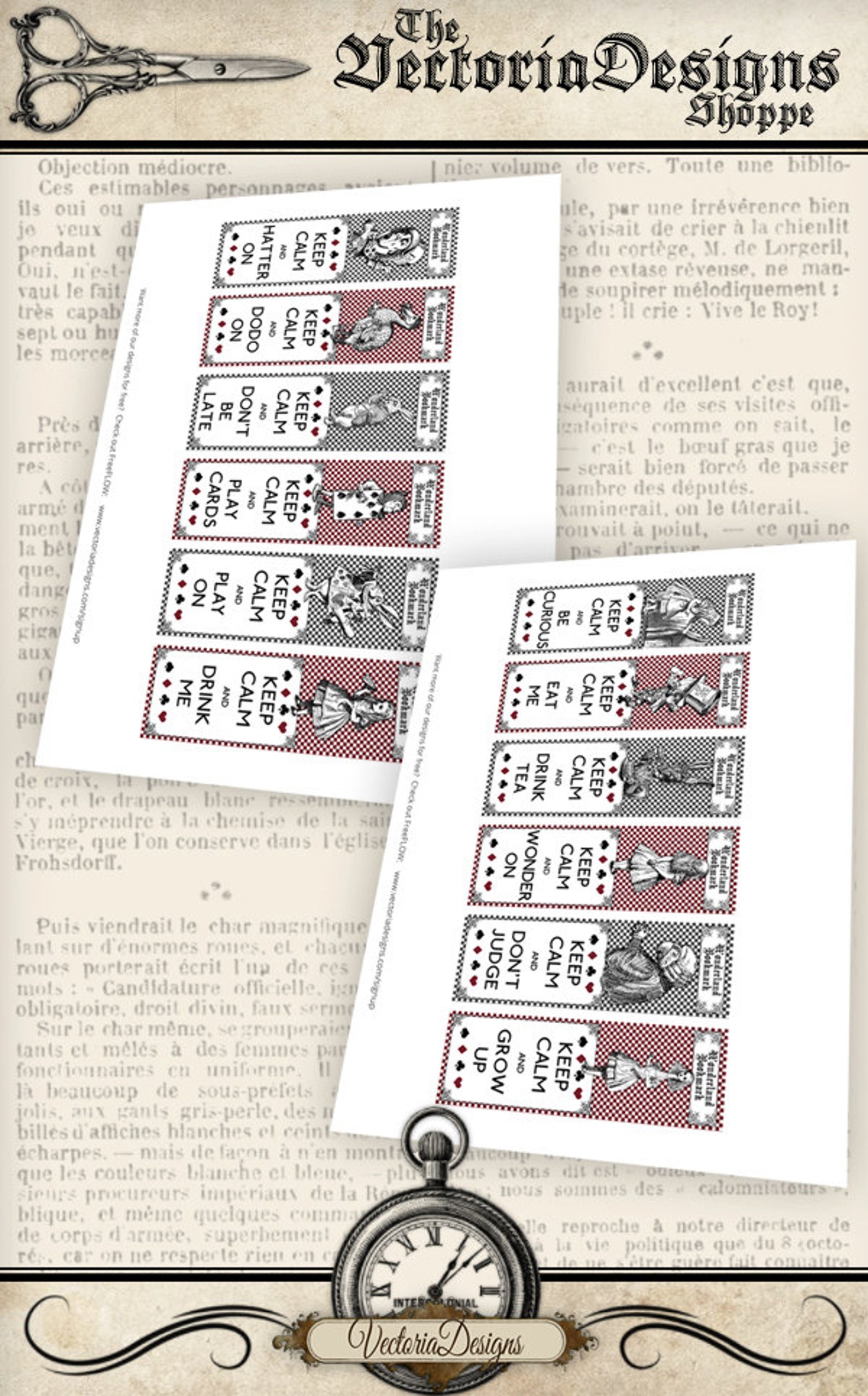 Alice in Wonderland Bookmarks Printable Reading Gift Crafting - Etsy