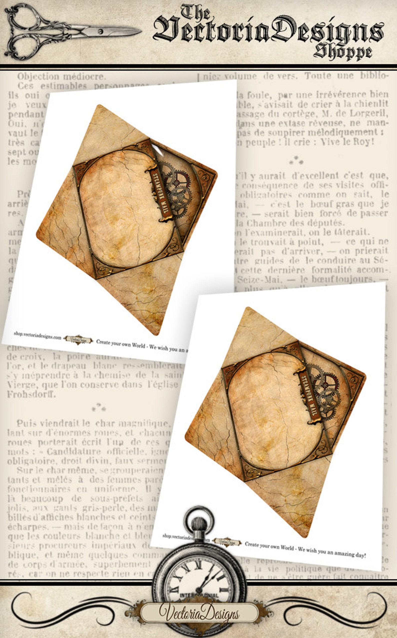 Steampunk Envelopes Printable Paper Craft Letter Writing Art - Etsy