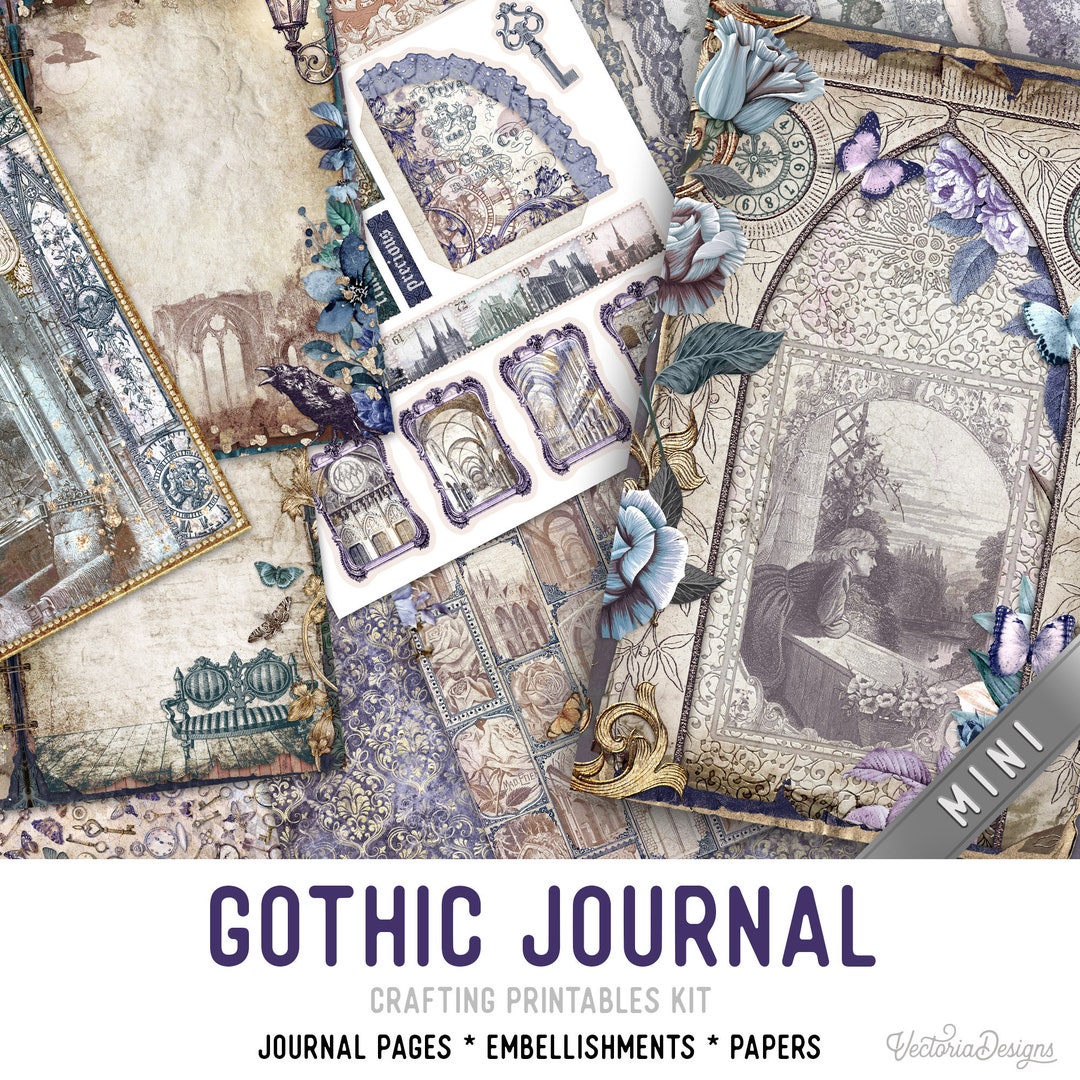 Gothic Journal Crafting Printables Kit MINI, Gothic Junk Journal ...