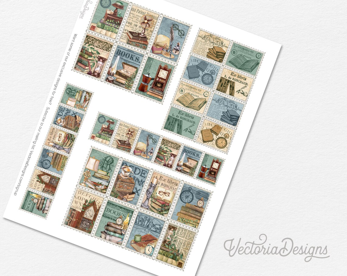 Books Postage Stamps Printable Stamps Vintage Stamps Junk - Etsy