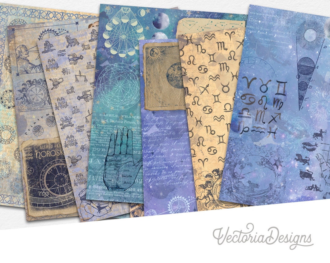 Mystic Astrology Paper Pack, Zodiac Paper Pack, Stars Moon Paper Pack ...