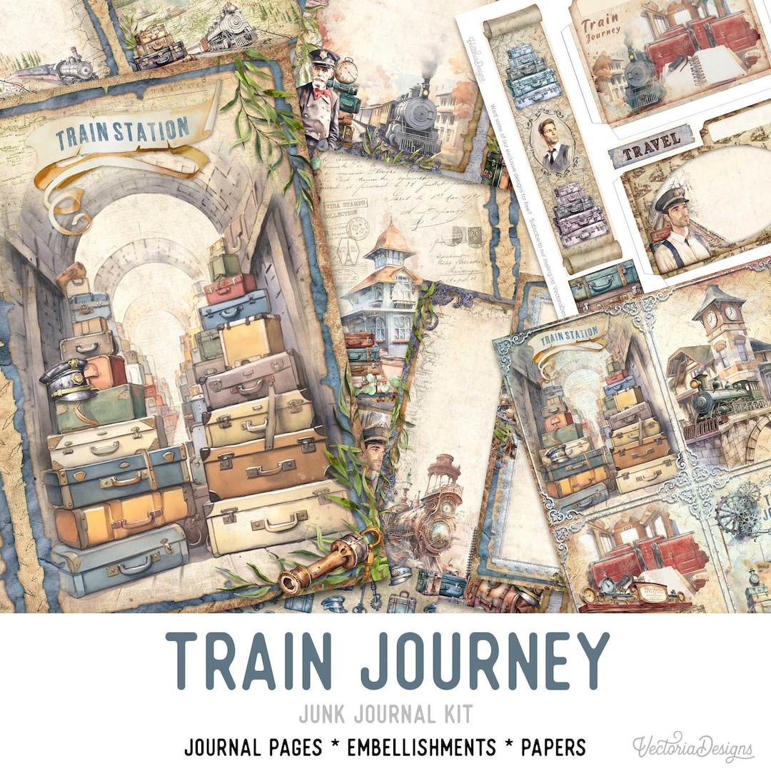 Train Junk Journal Kit Train Journey Printable Junk Journal Kit Train ...