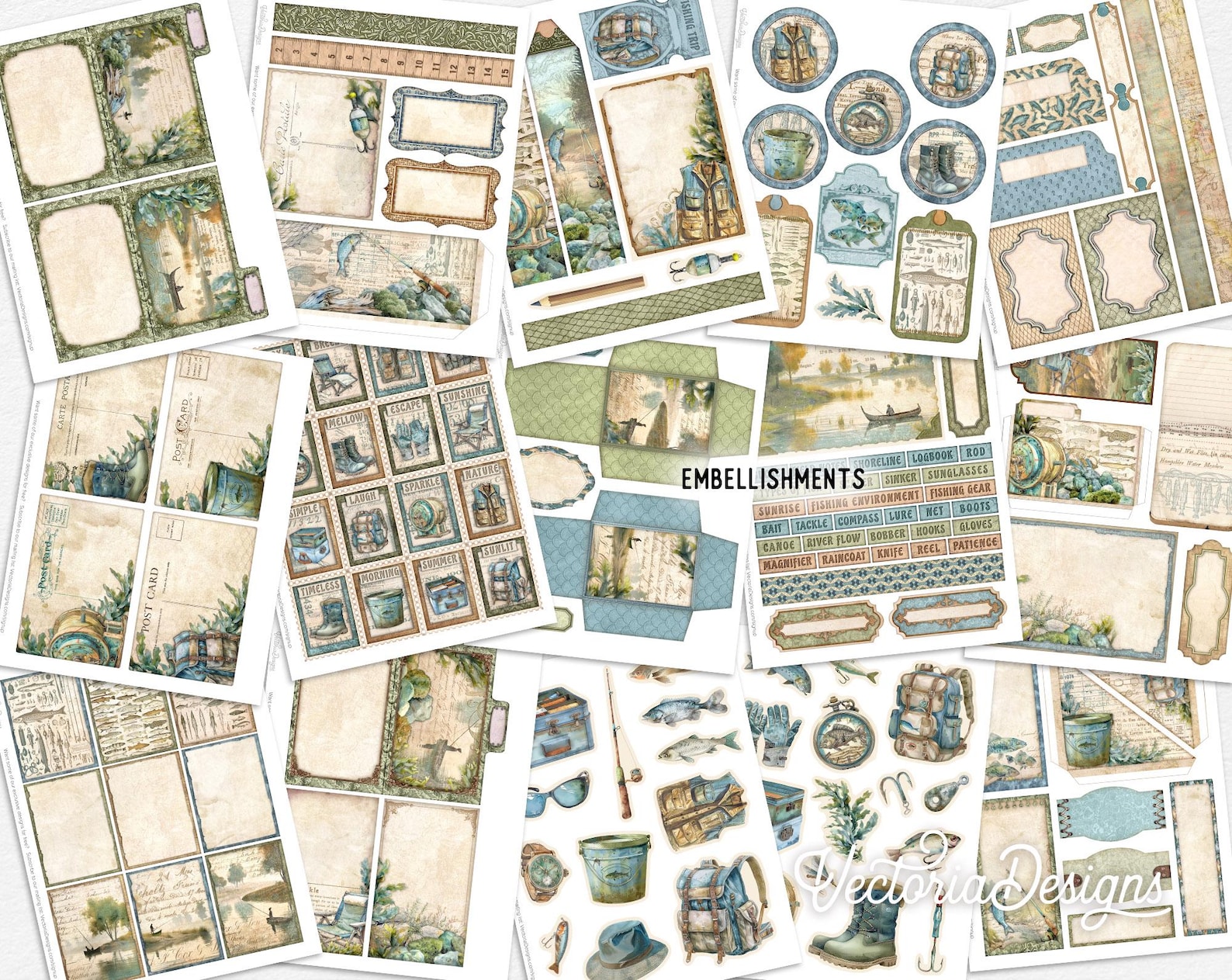 Fishing Junk Journal Kit DELUXE, Fishing Journal Crafting Printables ...