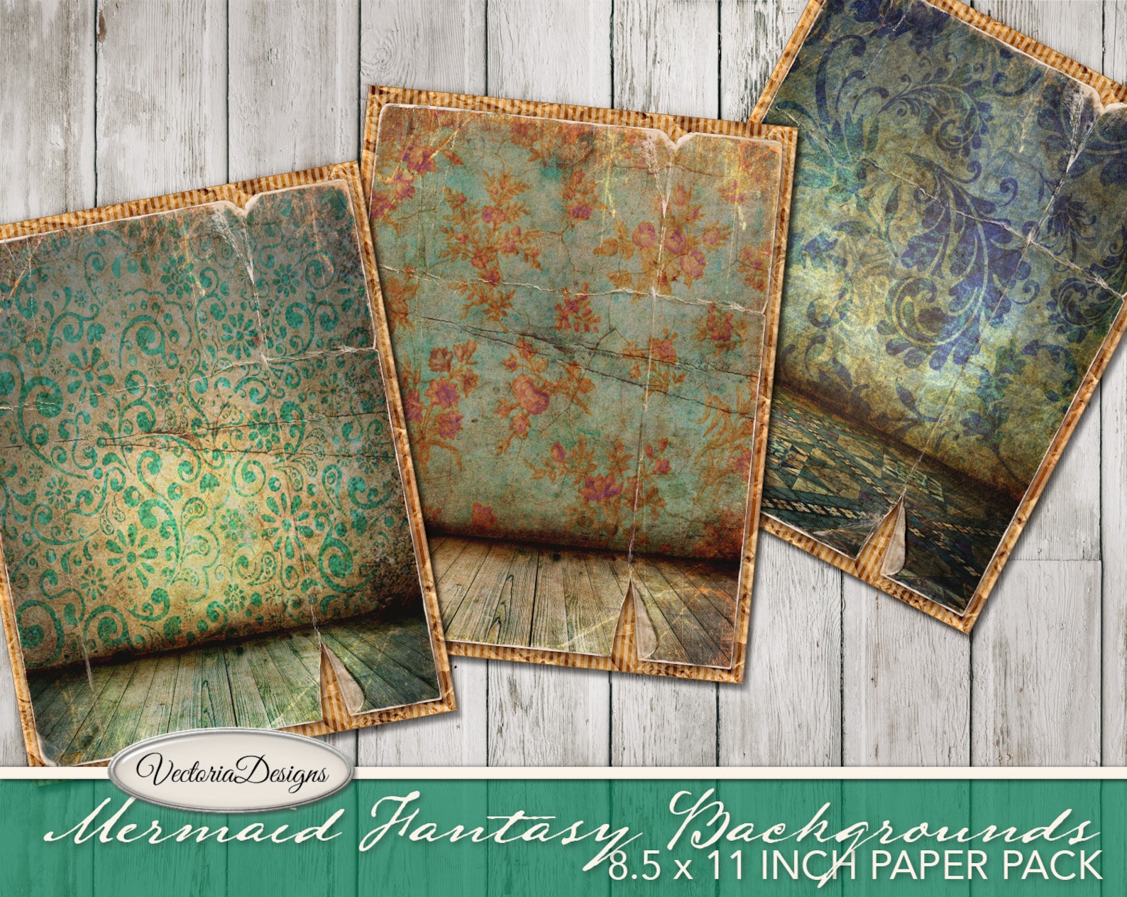 Mermaid Paper Pack Fantasy Paper Pack Printable Paper Pack | Etsy